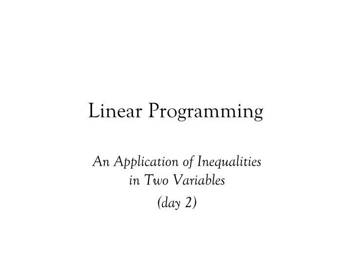 PPT - Linear Programming PowerPoint Presentation, free download - ID ...