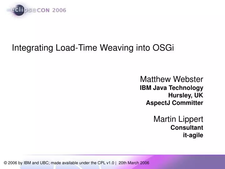 PPT - Integrating Load-Time Weaving into OSGi PowerPoint Presentation ...