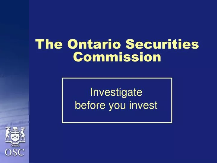 PPT - The Ontario Securities Commission PowerPoint Presentation, free ...