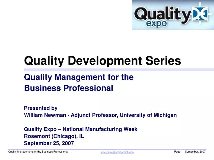 PPT - Quality Development Series PowerPoint Presentation, free download ...