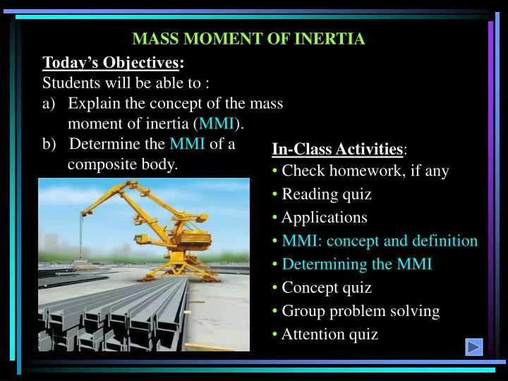 PPT - MASS MOMENT OF INERTIA PowerPoint Presentation, free download ...