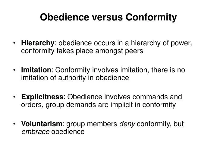PPT - Obedience versus Conformity PowerPoint Presentation, free ...