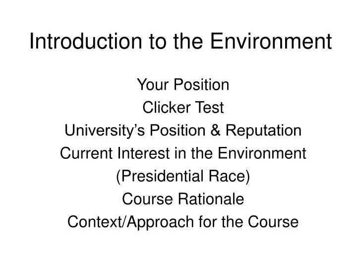 PPT - Introduction to the Environment PowerPoint Presentation, free ...