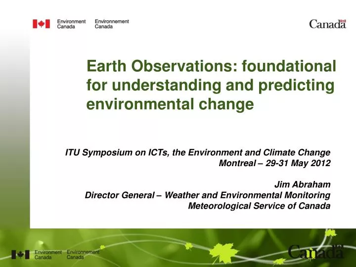 PPT - Earth Observations: foundational for understanding and predicting ...