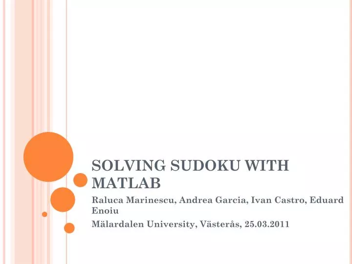 Ppt Solving Sudoku With Matlab Powerpoint Presentation Free Download Id5453819