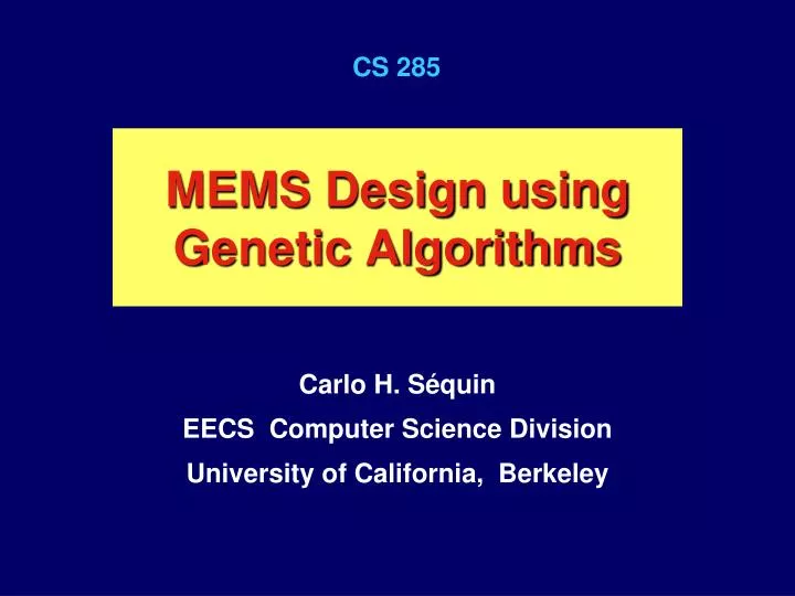 Ppt Mems Design Using Genetic Algorithms Powerpoint Presentation 2737