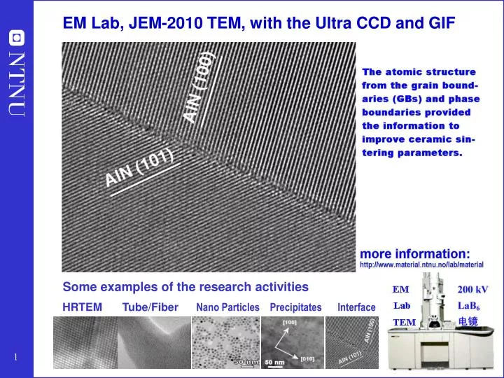 PPT - EM Lab, JEM-2010 TEM, with the Ultra CCD and GIF PowerPoint ...