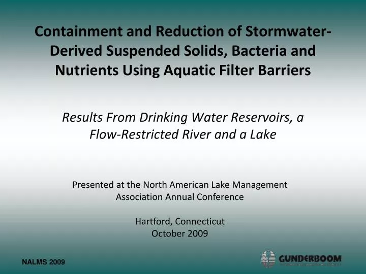 PPT - Results From Drinking Water Reservoirs, a Flow-Restricted River ...