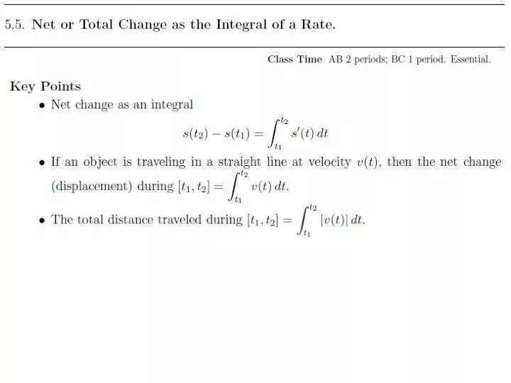 PPT - THEOREM 1 Net Change as the Integral of a Rate PowerPoint ...