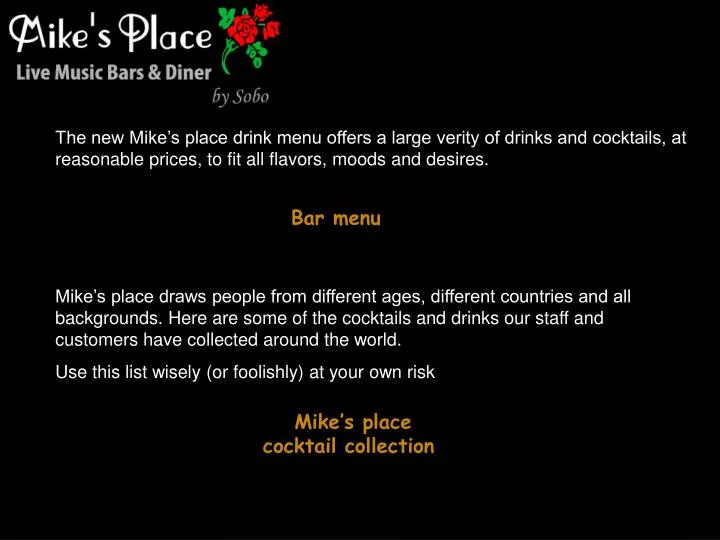 PPT - Bar menu PowerPoint Presentation, free download - ID:5458218