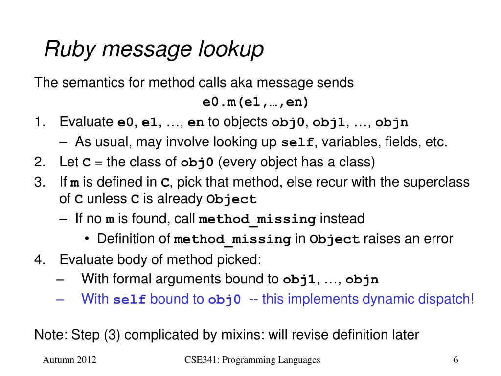Ppt Cse341 Programming Languages Late Binding In Ruby Multiple Inheritance Interfaces