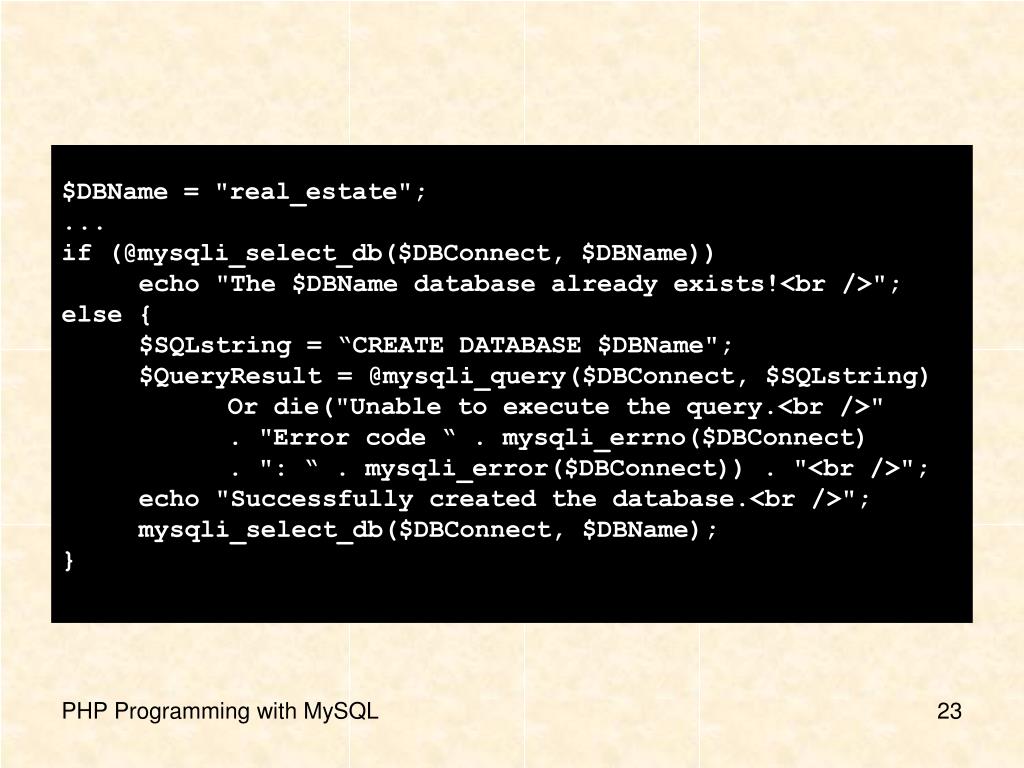 Ppt Chapter 9 Manipulating Mysql Databases With Php Php Programming With Mysql Powerpoint