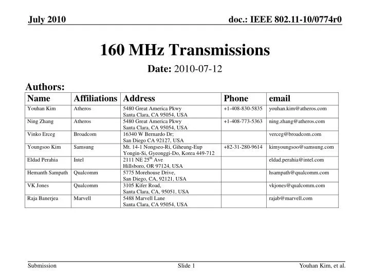 PPT - 160 MHz Transmissions PowerPoint Presentation, free download - ID ...
