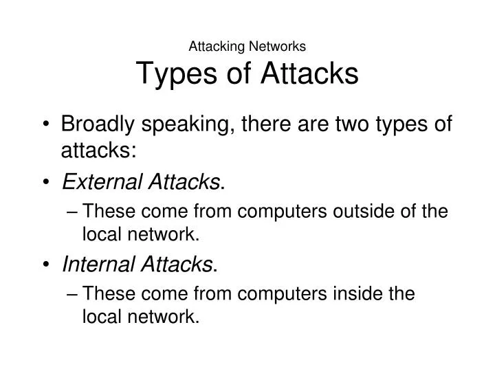PPT - Attacking Networks Types of Attacks PowerPoint Presentation, free ...