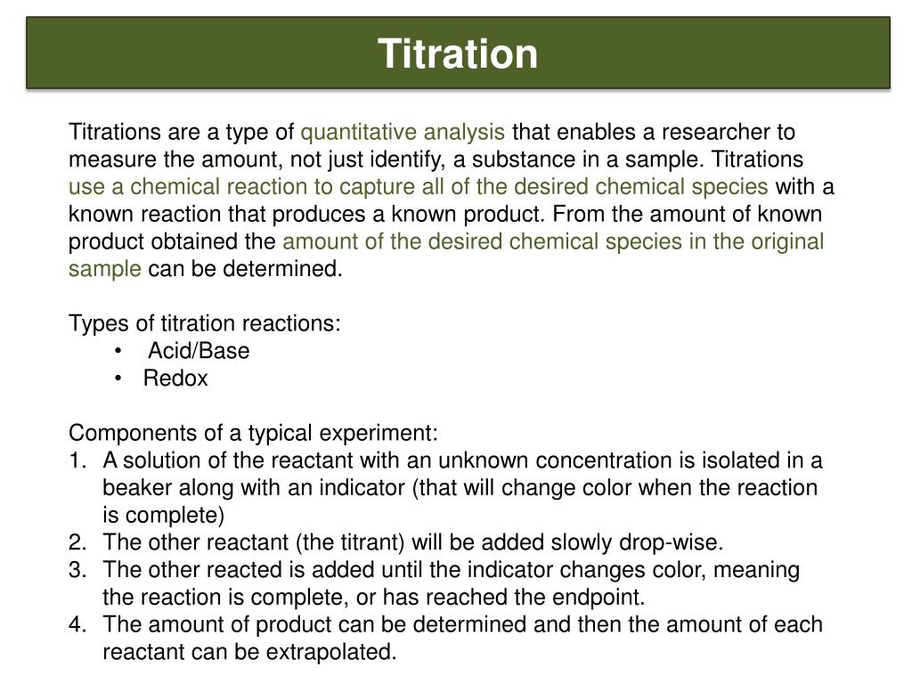 PPT - Titration Chemistry: The Molecular Nature of Matter, 6 th edition ...