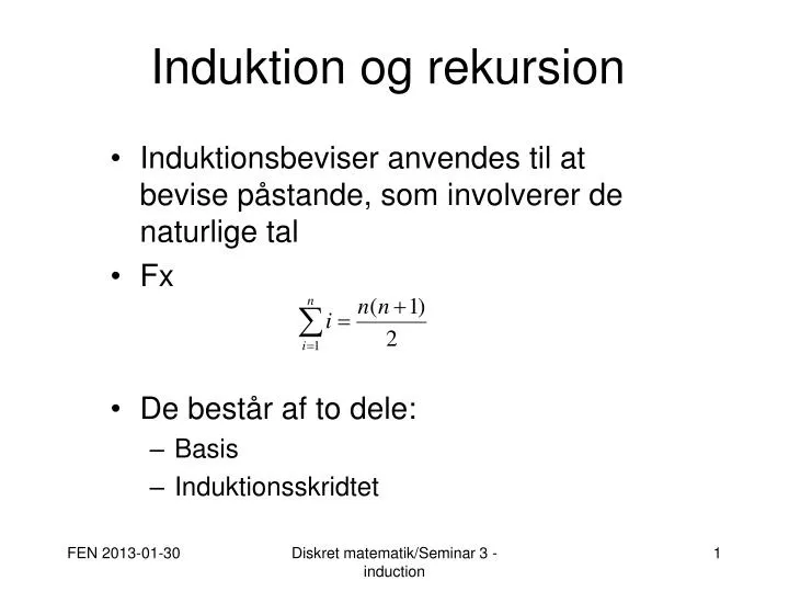 PPT - Induktion og rekursion PowerPoint Presentation, free download ...