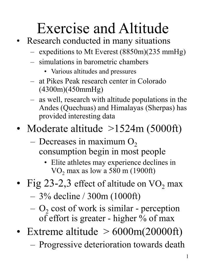 PPT - Exercise and Altitude PowerPoint Presentation, free download - ID ...