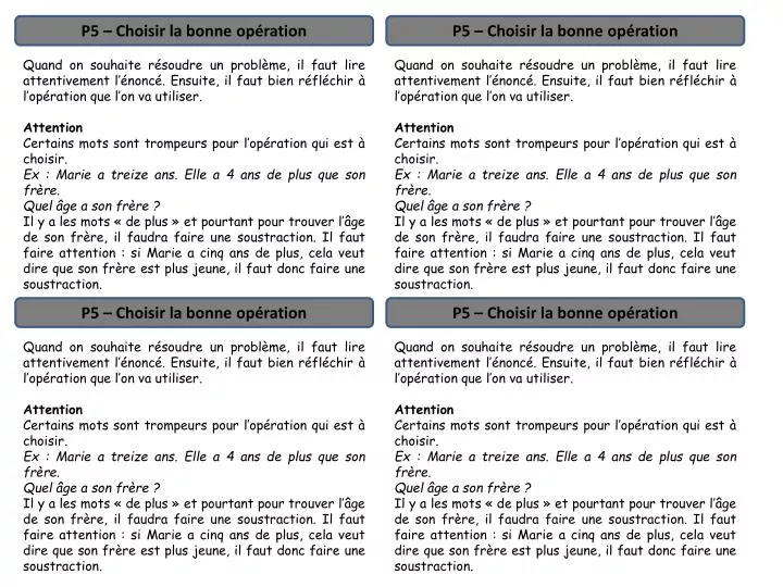 PPT - P5 – Choisir la bonne opération PowerPoint Presentation, free ...