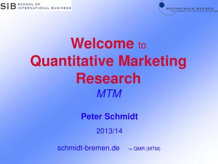 PPT - Welcome to Quantitative Marketing Research MTM PowerPoint ...
