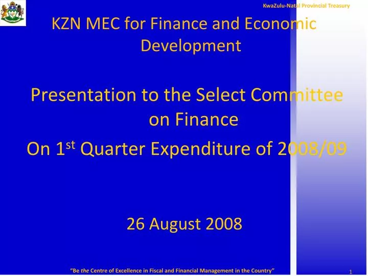 PPT - KZN MEC for Finance and Economic Development PowerPoint ...
