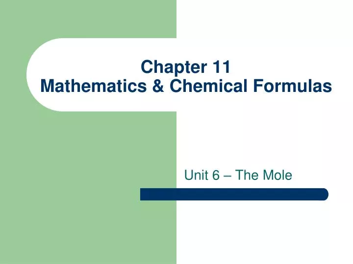 PPT - Chapter 11 Mathematics & Chemical Formulas PowerPoint ...