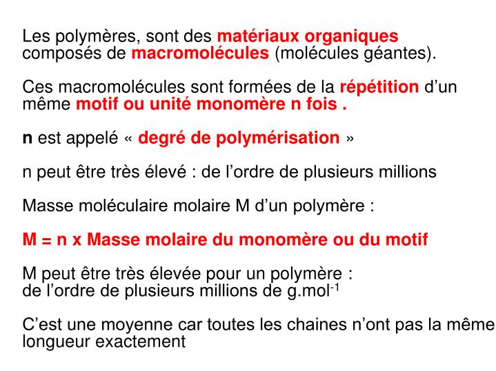 PPT - Les polymères PLAN PowerPoint Presentation - ID:5481867