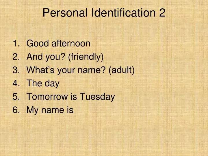 PPT - Personal Identification 2 PowerPoint Presentation, free download ...