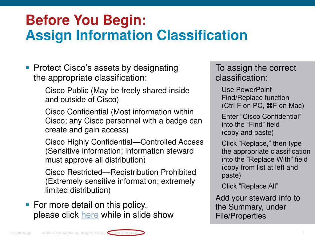 PPT - Before You Begin: Assign Information Classification PowerPoint ...