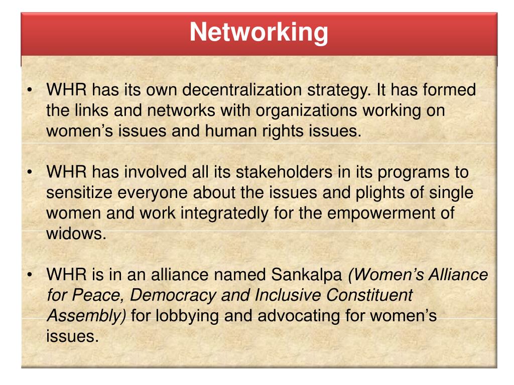 PPT - A presentation by: Women for Human Rights, single women group(WHR ...