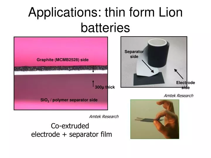 PPT - Applications: thin form Lion batteries PowerPoint Presentation ...