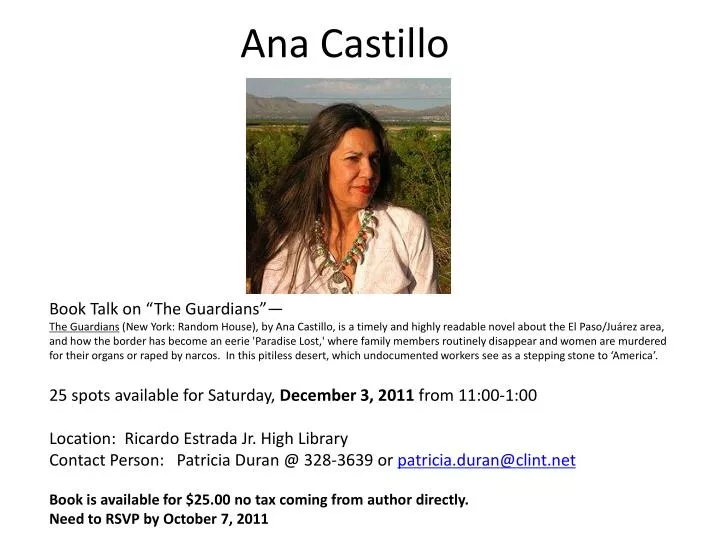 PPT - Ana Castillo PowerPoint Presentation, free download - ID:5486953