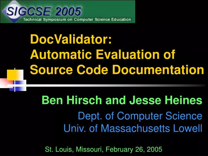 PPT - DocValidator: Automatic Evaluation of Source Code Documentation ...