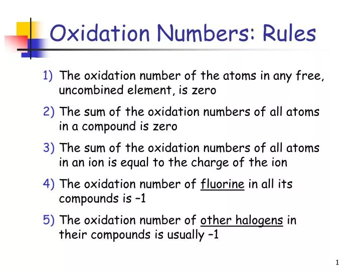 PPT Oxidation Numbers Rules PowerPoint Presentation Free Download 