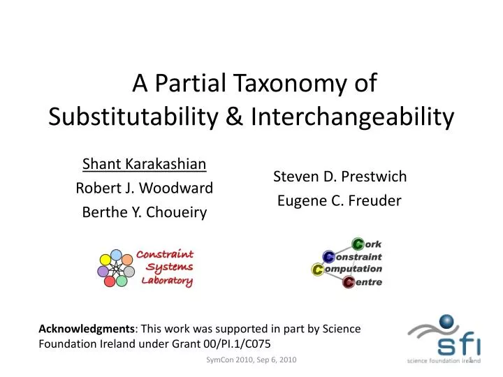 PPT - A Partial Taxonomy of Substitutability & Interchangeability ...