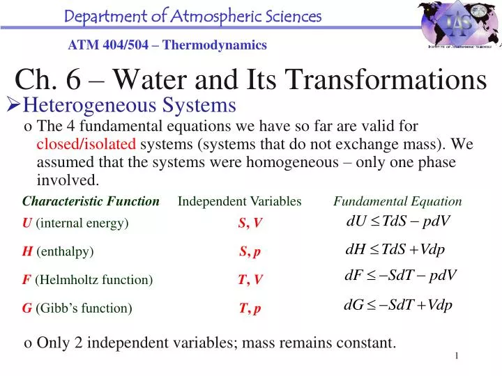 PPT - Ch. 6 – Water and Its Transformations PowerPoint Presentation ...