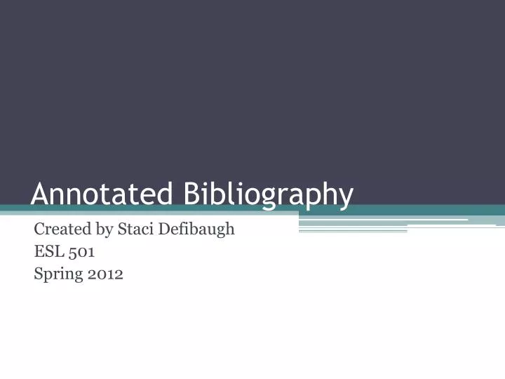 PPT - Annotated Bibliography PowerPoint Presentation, free download ...