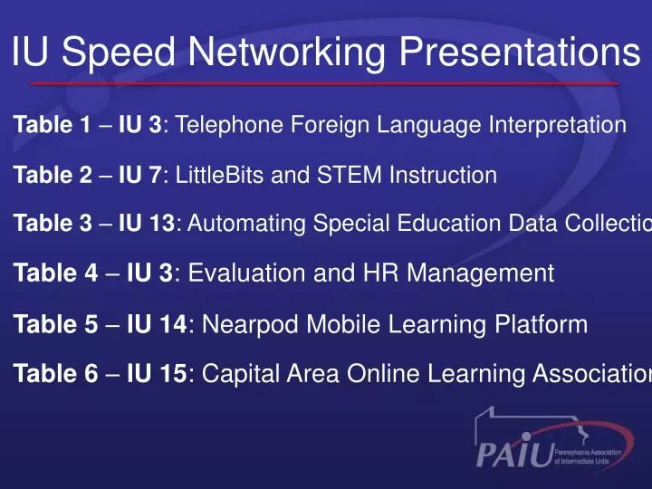 PPT - IU Speed Networking Presentations PowerPoint Presentation, free ...