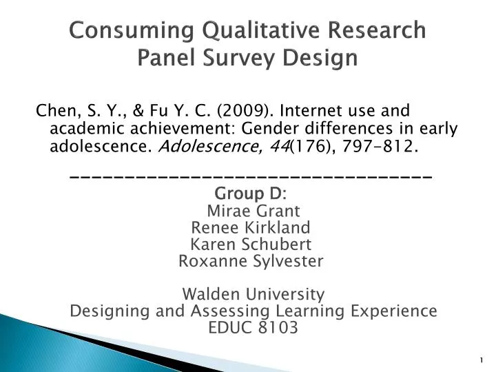 PPT - Consuming Qualitative Research Panel Survey Design PowerPoint ...