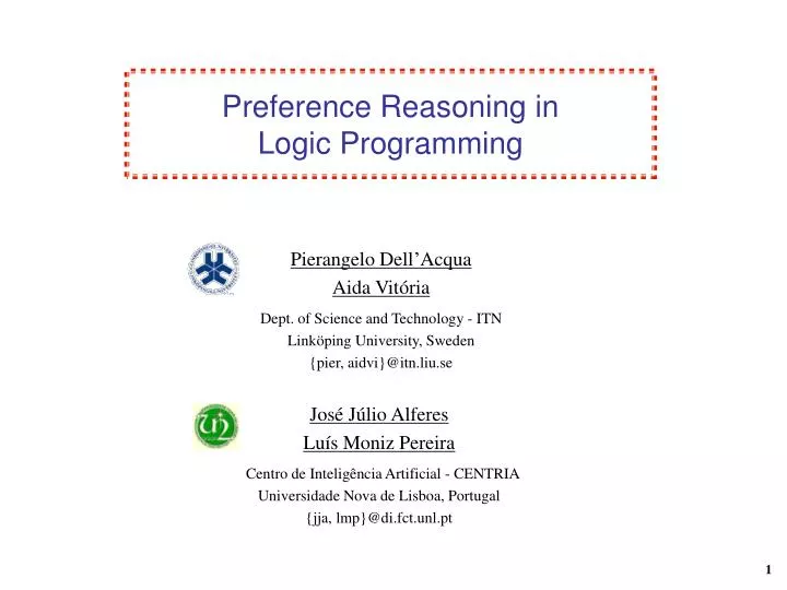 PPT - Preference Reasoning in Logic Programming PowerPoint Presentation - ID:5496210