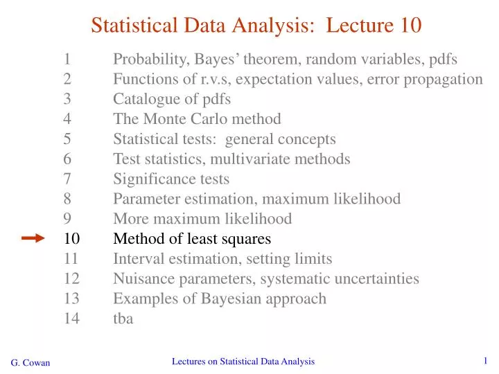 Ppt Statistical Data Analysis Lecture 10 Powerpoint Presentation