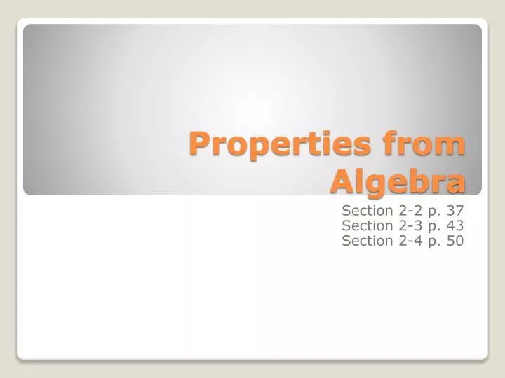 PPT - Properties from Algebra PowerPoint Presentation, free download ...