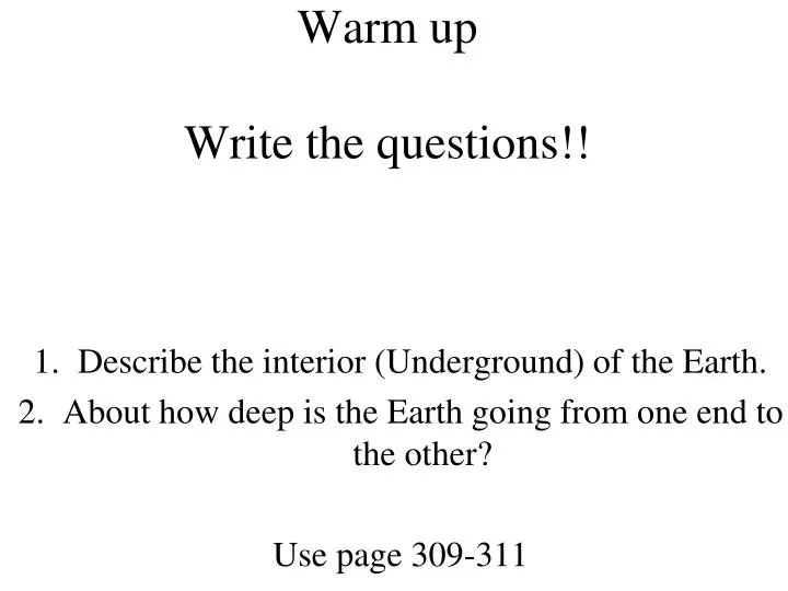 PPT - Warm up Write the questions!! PowerPoint Presentation, free ... PPT - Warm up Write the questions!! PowerPoint Presentation, free ...