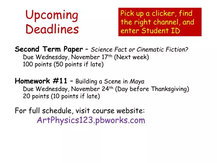 PPT - Upcoming Deadlines PowerPoint Presentation, free download - ID ...