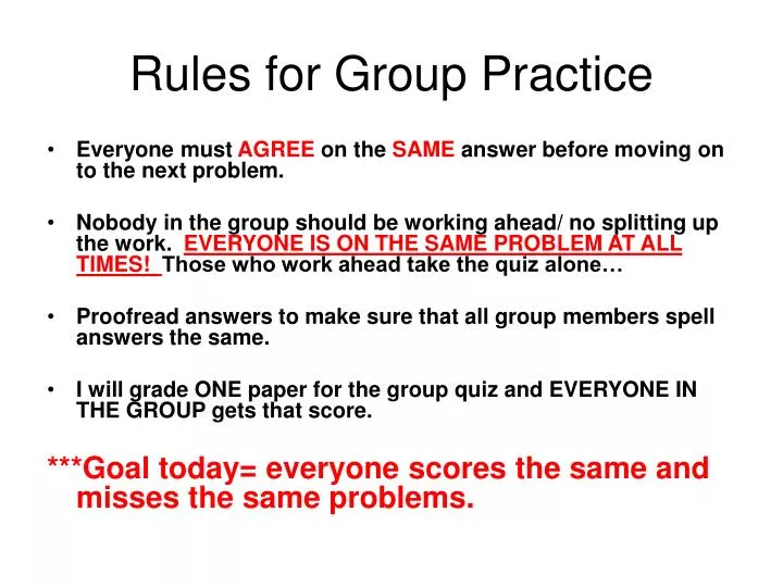 PPT - Rules for Group Practice PowerPoint Presentation, free download ...