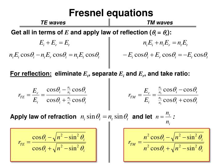 PPT - Chapter 23: Fresnel equations PowerPoint Presentation - ID:5503639