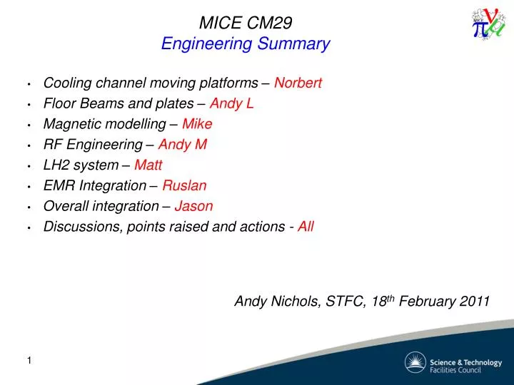 PPT - MICE CM29 Engineering Summary PowerPoint Presentation, free ...