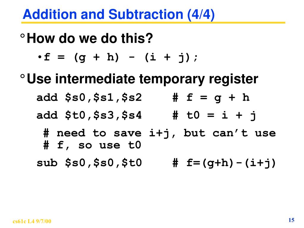 Ppt Cs61c Machine Structures Lecture 4 Cassembler Arithmetic And Memory Access Powerpoint