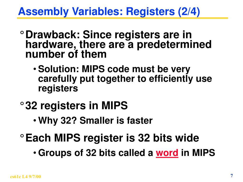 Ppt Cs61c Machine Structures Lecture 4 C Assembler Arithmetic And Memory Access Powerpoint
