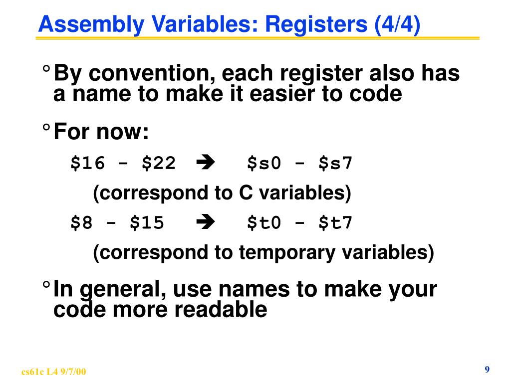 Ppt Cs61c Machine Structures Lecture 4 C Assembler Arithmetic And Memory Access Powerpoint