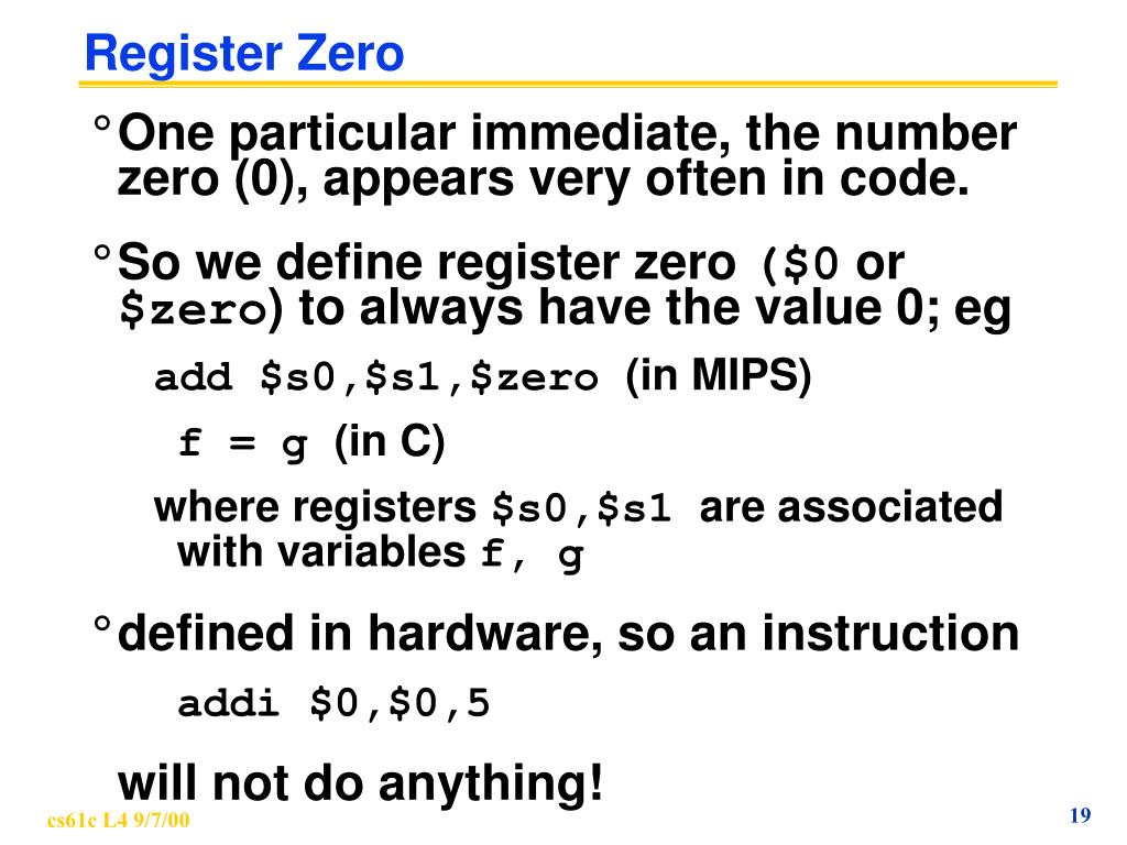 Ppt Cs61c Machine Structures Lecture 4 C Assembler Arithmetic And Memory Access Powerpoint